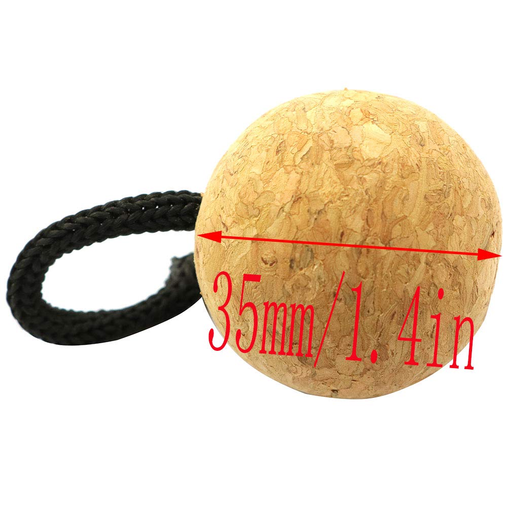 LQ Industrial Float Keychain 2PCS 35mm Floating Cork Keyrings Buoyant Ball Keyring with Black Rope
