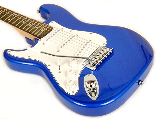 Left Handed 3/4 Size (36 inch) Beginner Guitar Package Blue w/Amp Strap and Carry Bag SX RST 3/4 EB
