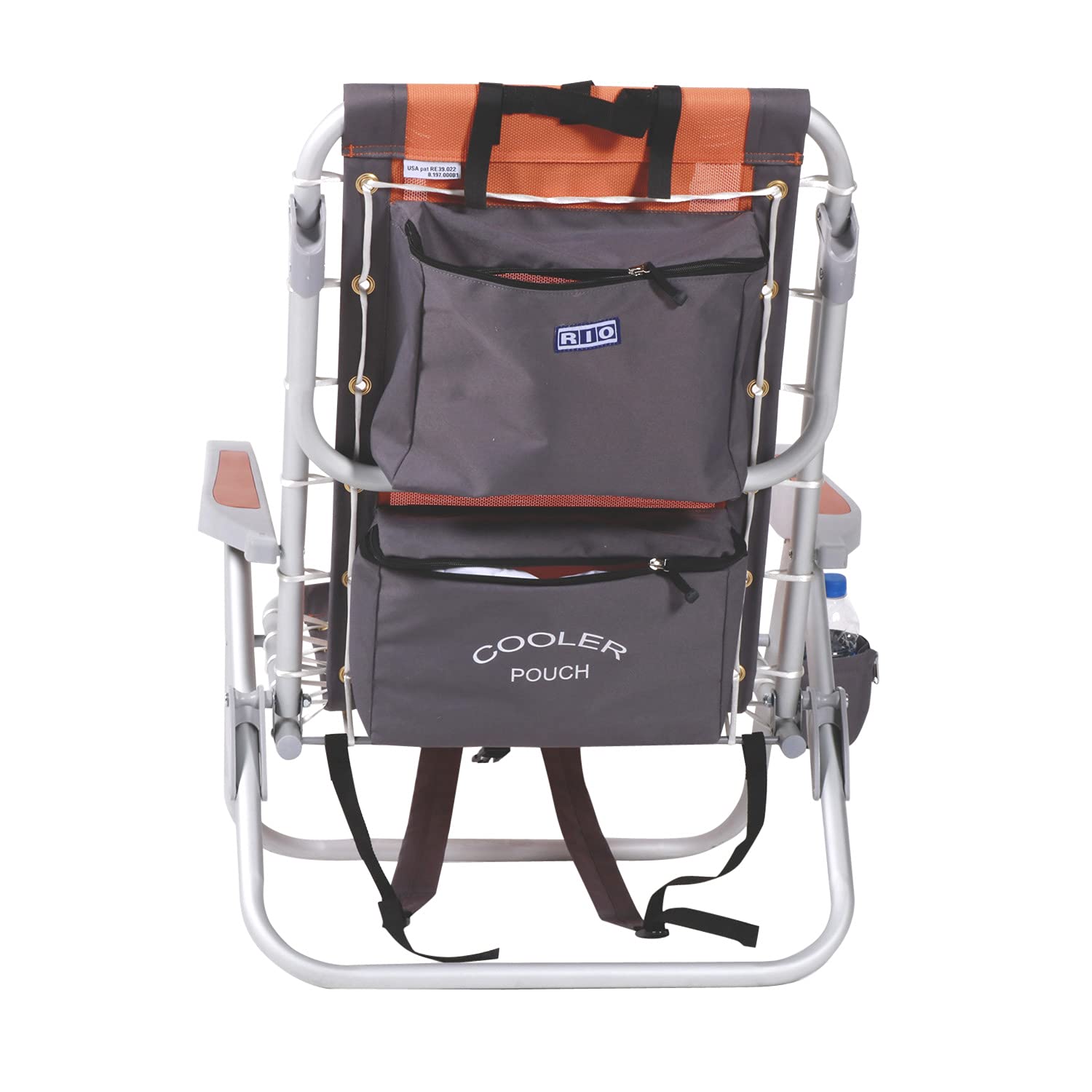 Lay Flat Ultimate 5 Position Aluminum Folding Backpack Beach Chair for Adults with Integrated Cooler Pouch & Backpack Straps