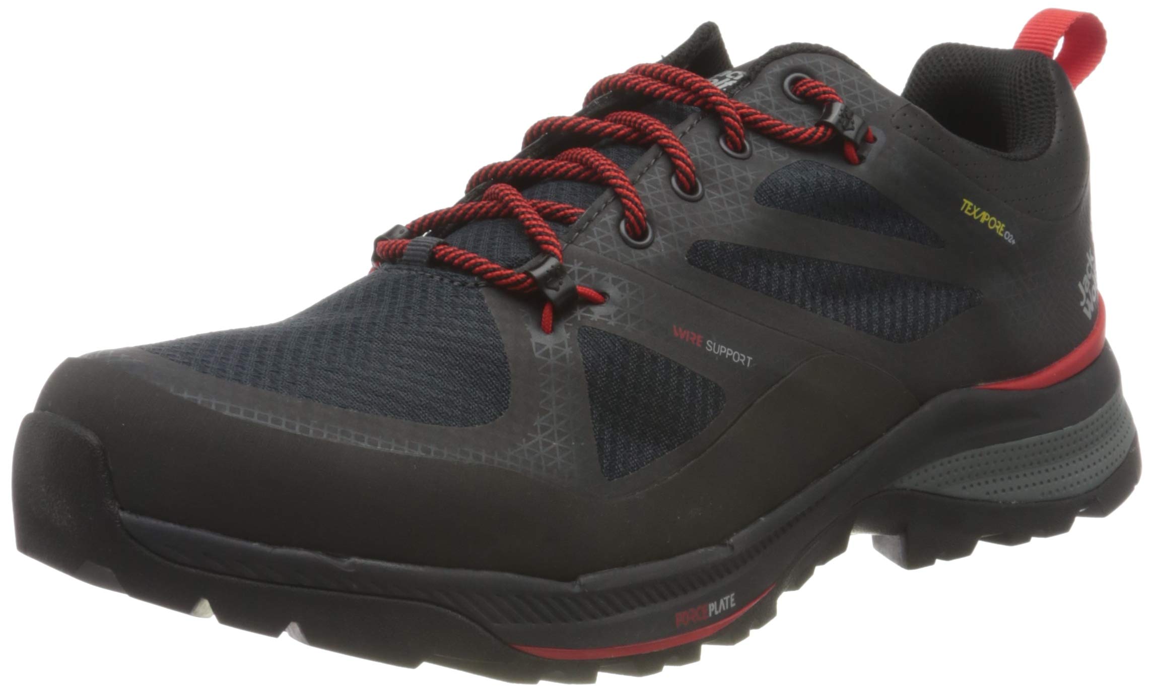 Jack Wolfskin Men's Force Striker Texapore Low Hiking Shoe Boot, Phantom/Red, 9.5