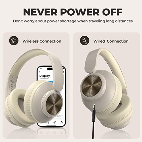 V8 Bluetooth Headphones, 80 Hours Playtime Wireless Headphones with Deep Bass,Lightweight Foldable Headphones Built-in Mic,HiFi Stereo Sound for Travel Work Laptop PC Cellphone