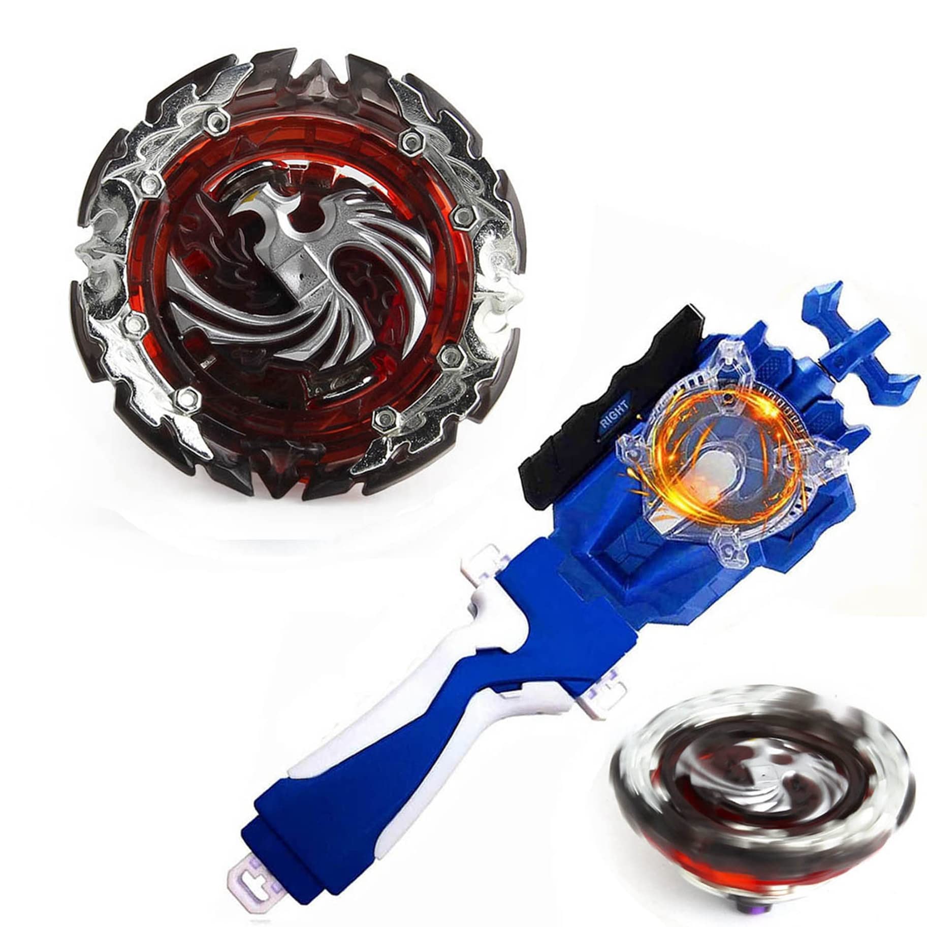 mopogool Battling Tops Burst Booster Gyro Starter B-131 Cho-Z Dread / Dead Phoenix .0.at with Bey Burst Battle Sparking Launcher LR Right/Left Turning and Launcher Grip Spinning Top Toy (B-131)