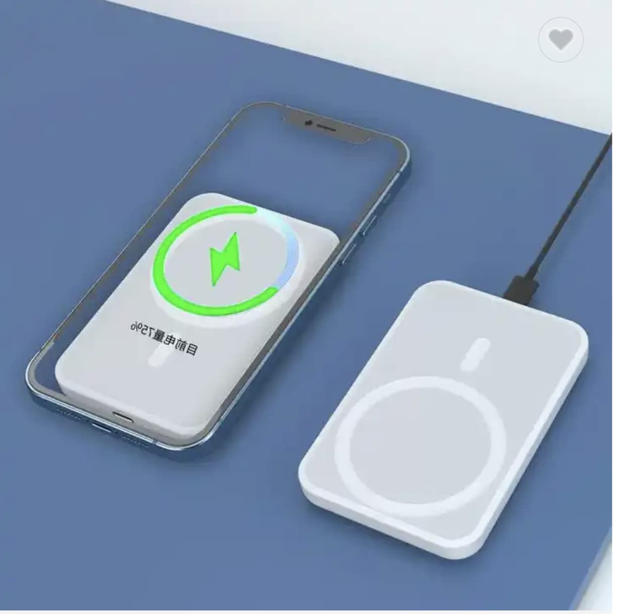 Magnetic Wireless Charging Portable Power Bank, Small and Light Charger 5000mAh Backup Battery Pack Compatible for iPhone (Includes Charging Adapter)