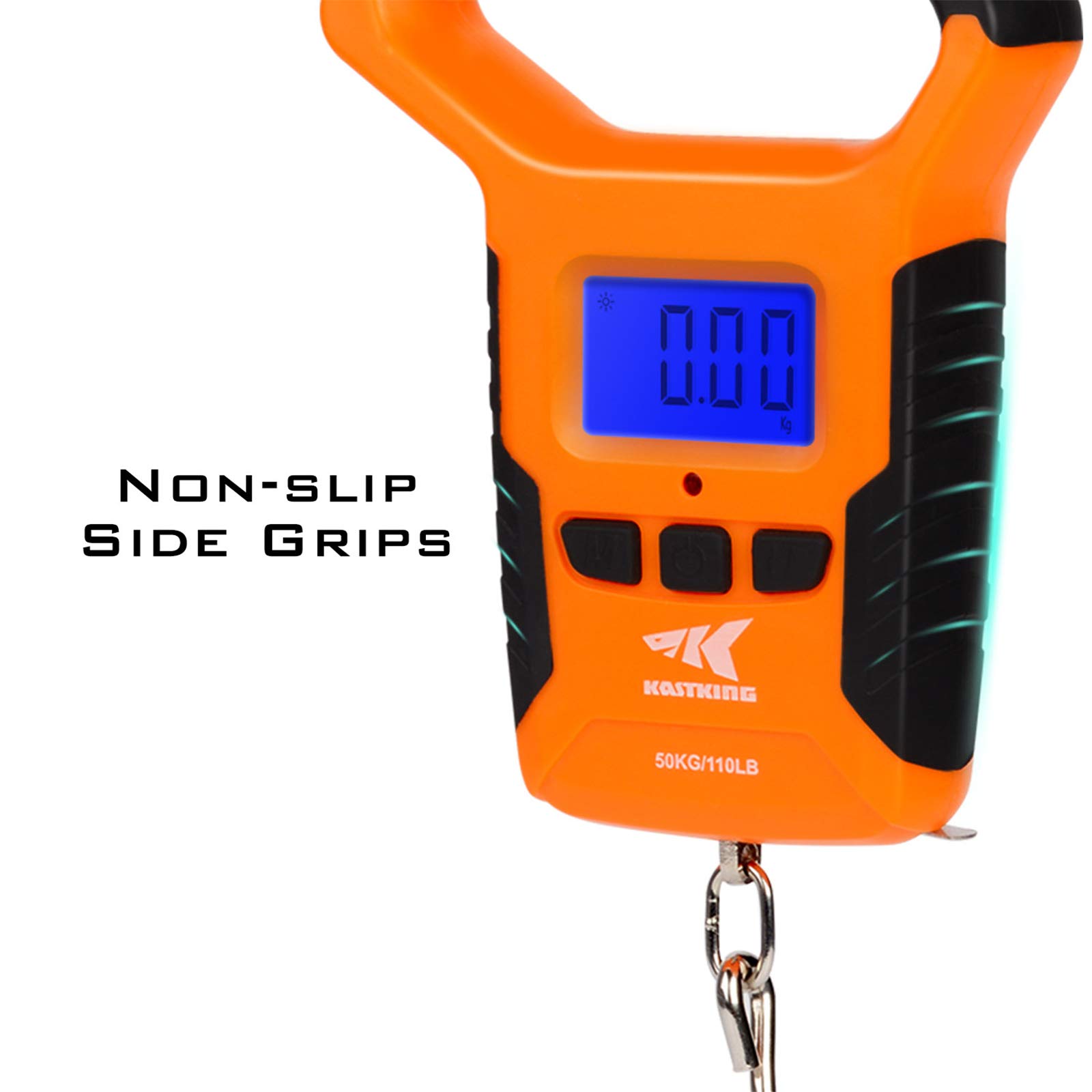 KastKing Fish Scale, Water Resistant Digital Scale with Ruler, 110lb Capacity, Dual Mode β Pounds/Ounces & Kilograms, Light, Strong ABS Frame, Non-Slip Handle, Retractable 38 inch Tape Measure