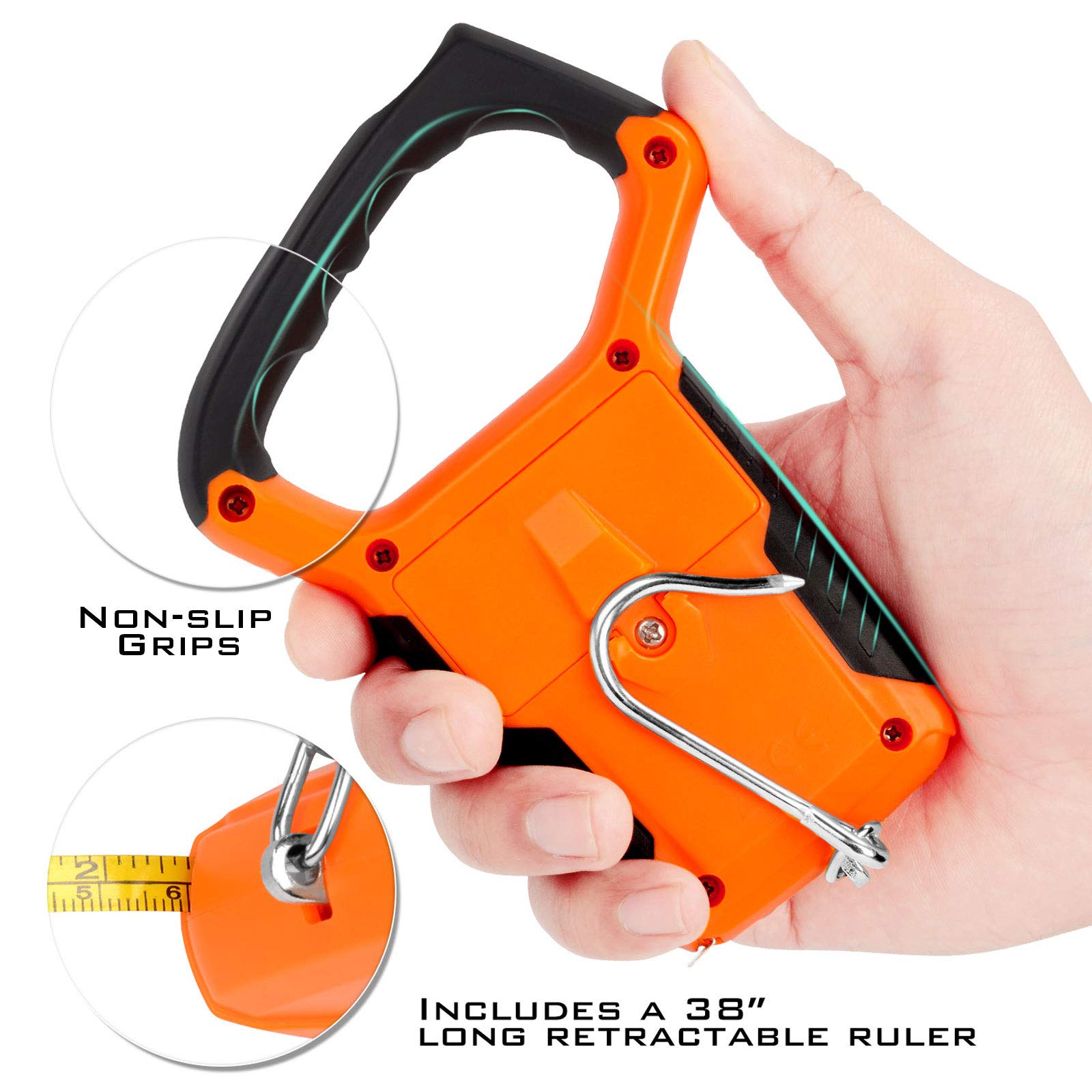 KastKing Fish Scale with Floating Lip Gripper, Water Resistant, Dual Mode β 110 LBS/50 Kg, Light and Strong ABS Frame, Non-Slip Handle, Retractable 38β Tape Measure and Floating Lip Gripper Combo