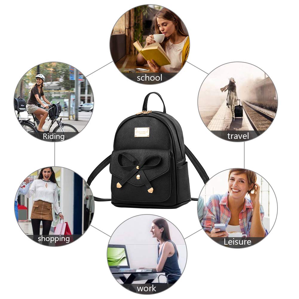 I IHAYNER Girls Bowknot Cute Leather Backpack Mini Backpack Purse for Women Dark Apricot