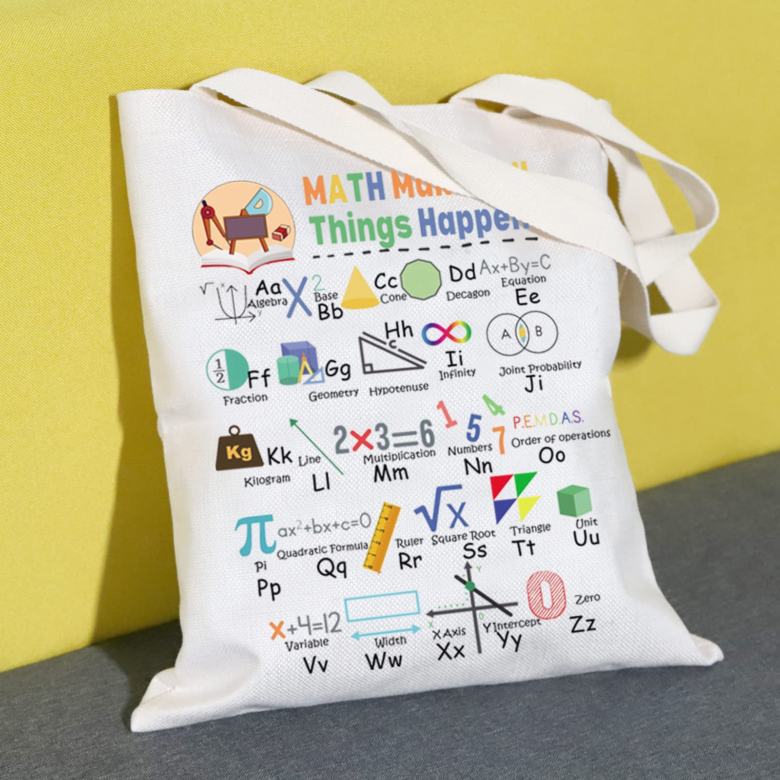 Math Teacher Tote Bag Math Teacher Gift Math Teacher Appreciation Gift End of Year Gift for Math Teacher (Handbag)