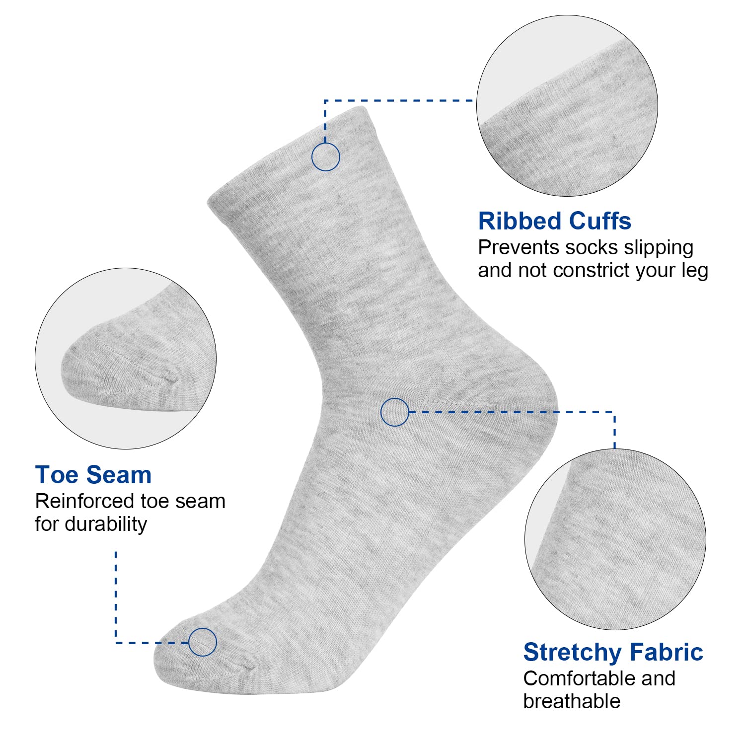 MathCat Socks for Women, Multipack Soft Lightweight Ankle Crew Socks for Women Size 6-13, Women Socks,Basic Casual Women Socks(LG)
