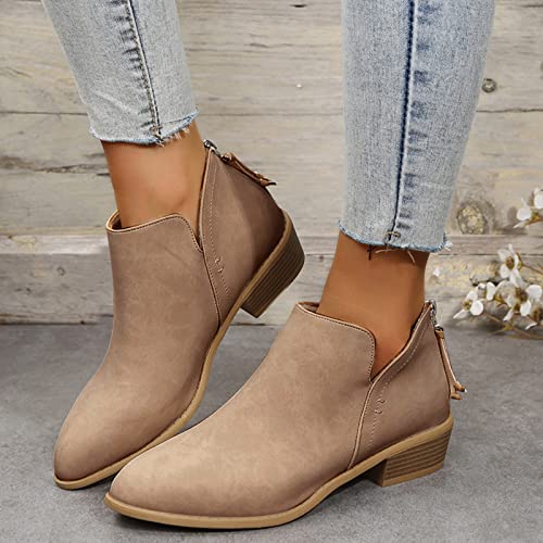 Lovely Nursling Womens Fashion Boots Low Heel Womens Ankle Booties Boots Square Toe Anti-Slip Womens Combat Boots Short Platform Booties