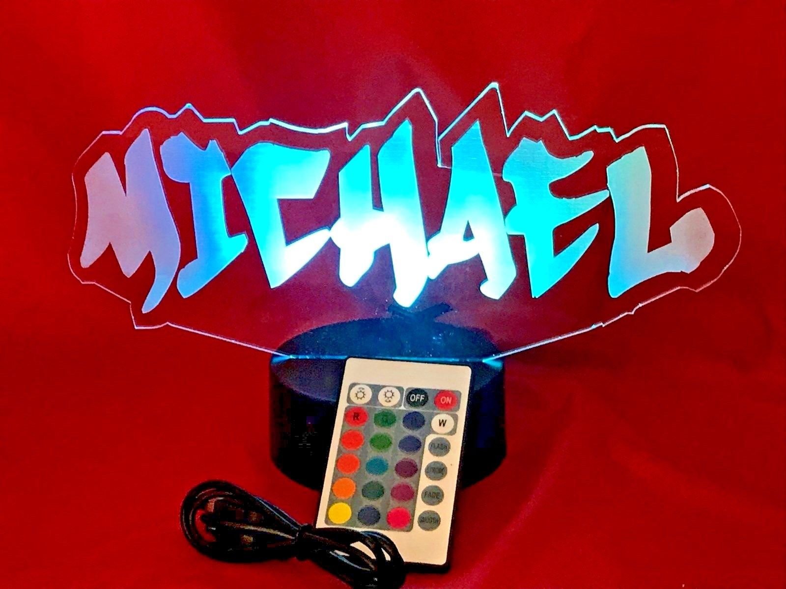 Name Light Up Lamp Any Name Shape Lamp LED Personalized Create Your Own Name In Graffiti Table Lamp LED, Our Newest Feature - It's WOW, With Remote 16 Color Options, Dimmer, Free Engraving, Great Gift