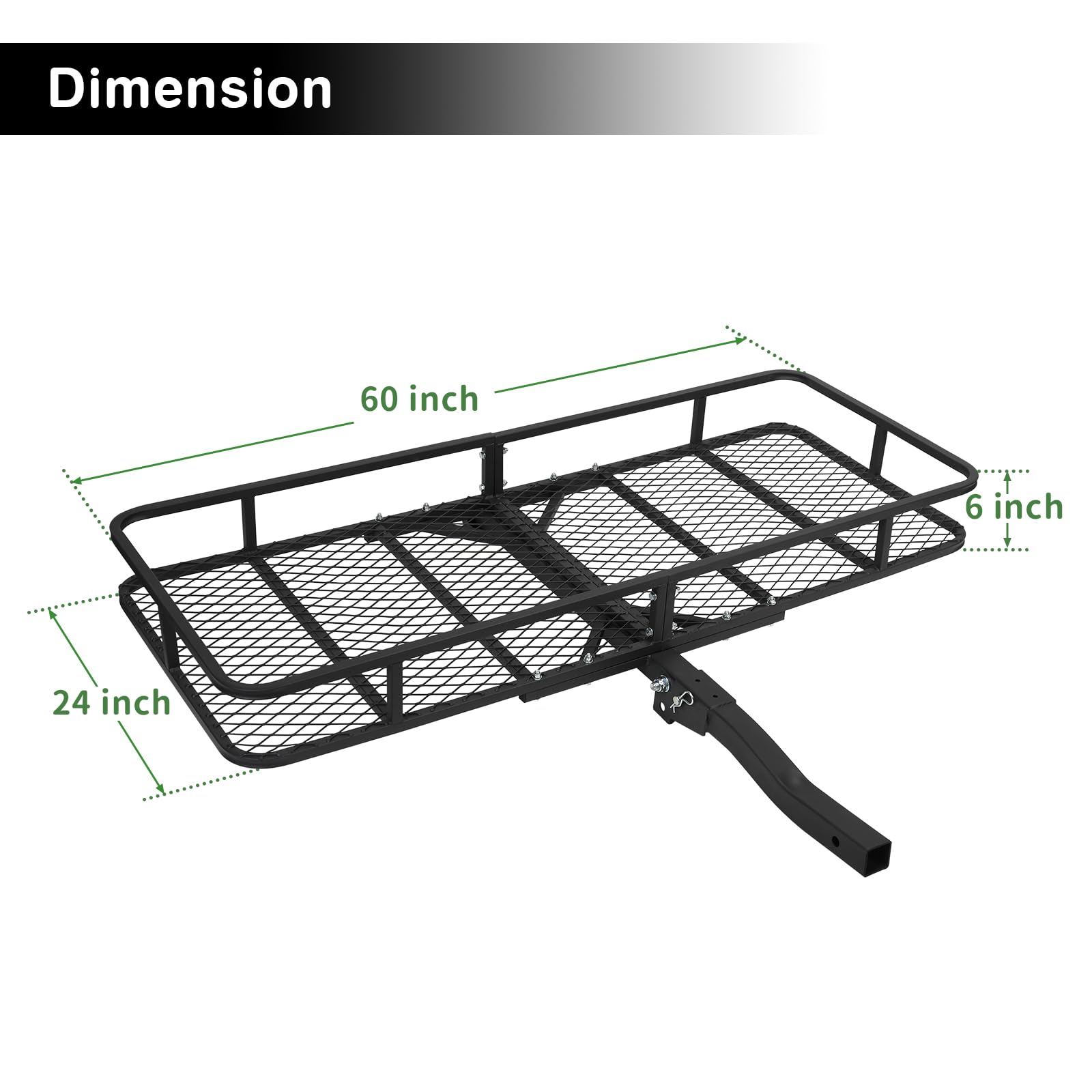 Leader Accessories Hitch Mount Cargo Carrier with Stand Foldable Cargo Basket 60" L x 20" W x 5" H with 500 LB Capacity Fits 2" Receiver