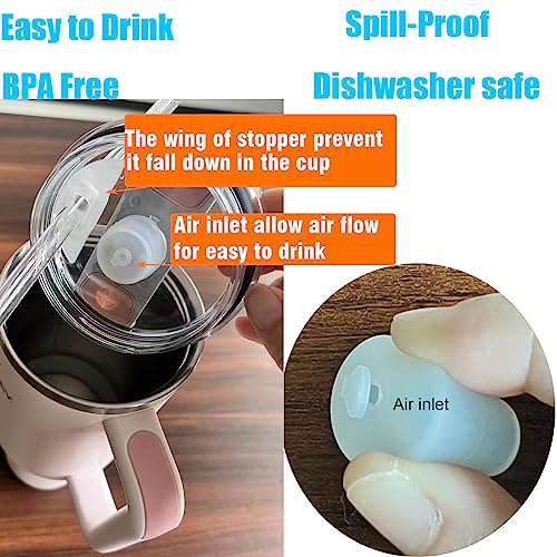 Silicone Spill Proof Stoppers Set Compatible For Stanley H2.0 40oz & 30oz Tumbler, Leakproof Seal Set Including 2 Wingled Spill Stoppers/2 Round Stoppers/2 Straw Covers, Stanley Cup Accessories-2.0