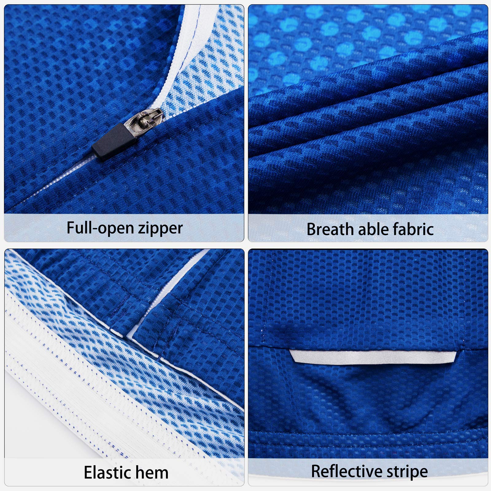 LEADER CYCLING Men's Cycling Jerseys Quick Dry Biking Shirt Summer Short Sleeve Gradient Blue