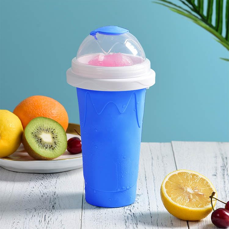 Klums Kitchen Slushy Maker Cup, Quick Frozen Magic Cup, Smoothies Cooling, Double Layer Squeeze Slushy Maker, TikTok Homemade Milk Shake Ice Cream Maker, DIY it for Children and Family (Blue)