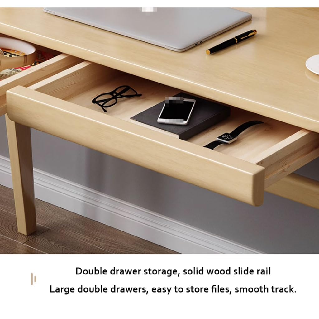 JITEM Computer Desk W/Bookshelf Wooden Home Office Writing Desk Modern Makeup Vanity Desk Workstation Laptop Table for Bedroom