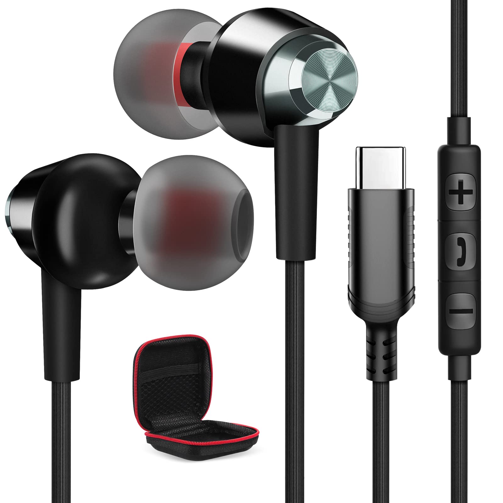 Jiunai USB C Headphones for iPhone 15 Pro, Magnetic Attached in-Ear Stereo Type C HiFi Digital Wired Earbuds with Mic Noise Reduction Earphone for MacBook Samsung Galaxy S23 Z Flip 5 iPad Pixel 8 Pro