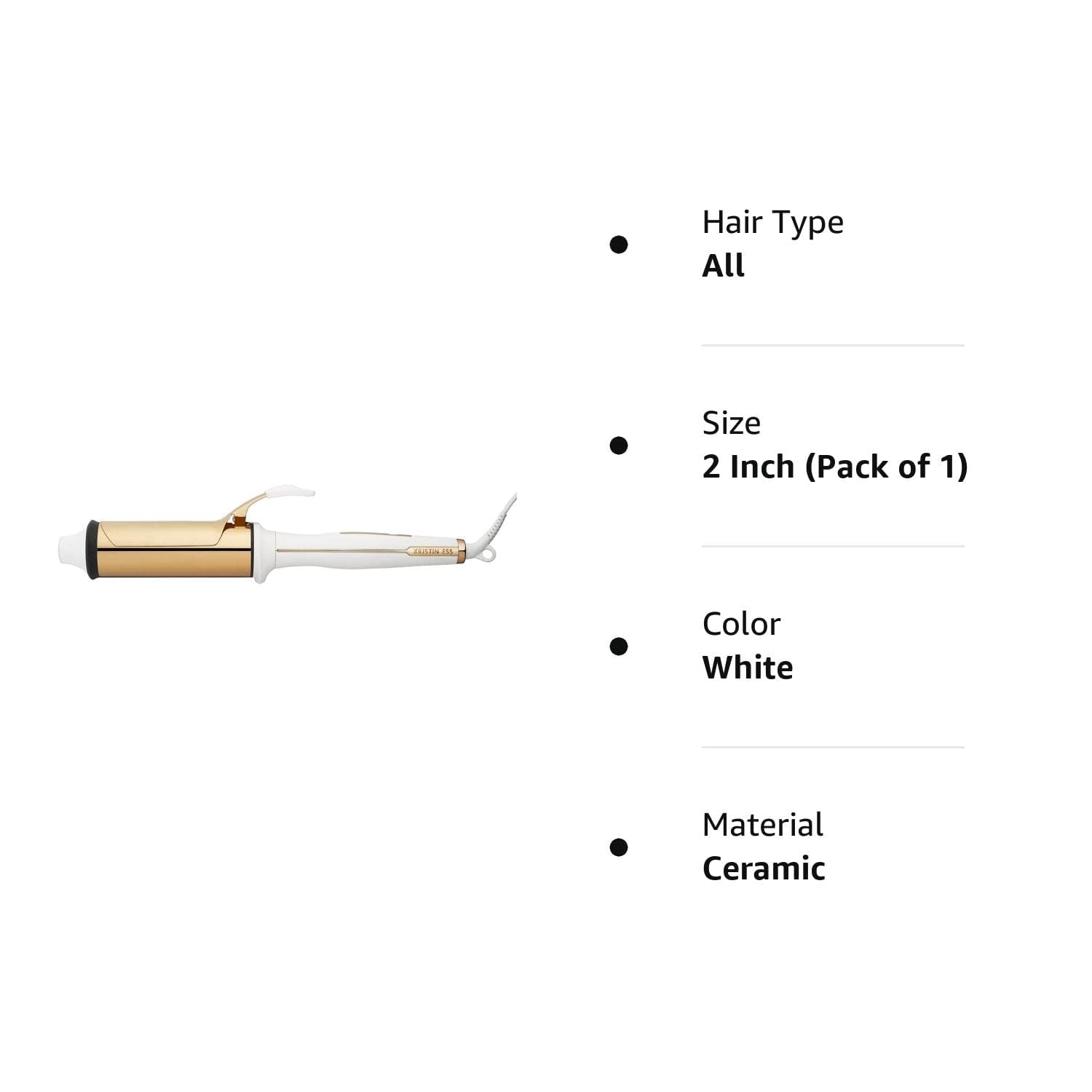 Kristin Ess Hair 2 Inch Titanium Curling Iron for Big Blowout Waves + Volume-2β Salon Professional Wide + Large Barrel Curling Iron - Auto Shut-Off - Smooth+Shiny Loose Waves for Medium to Thick Hair