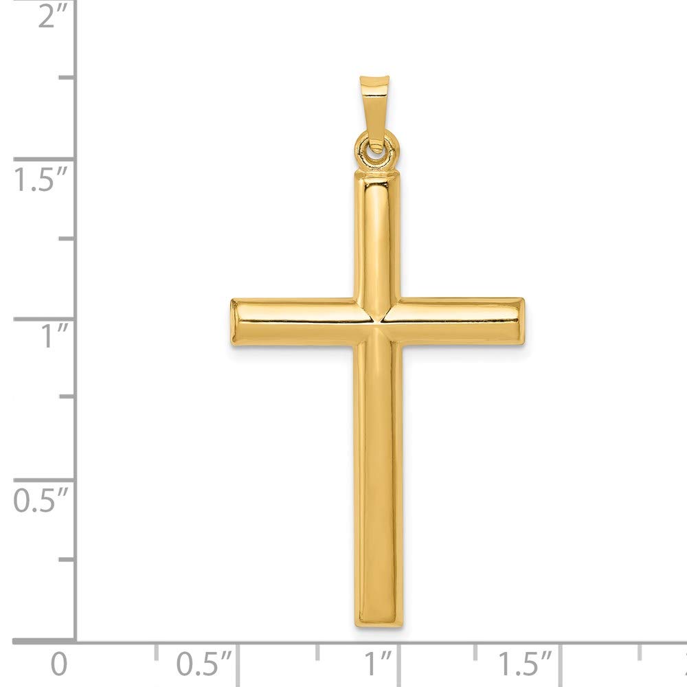 Jewelry Pilot 14K Yellow Gold High Polish Finish 40mm x 21mm Rounded Cross Pendant