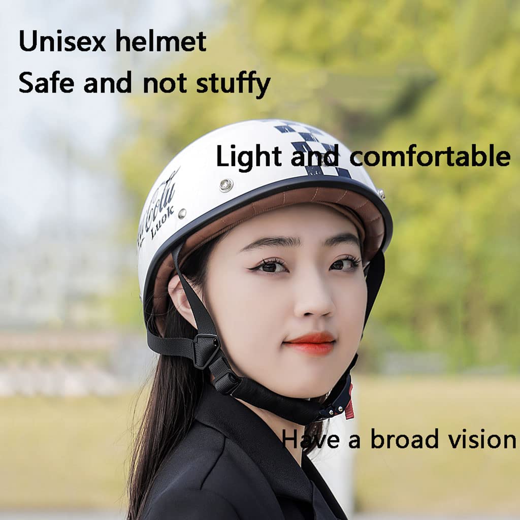 Motorcycle German Style Half Helmet, with Goggles Skull Cap Open Face Helmet, DOT Approved for Adults Unisex Cruiser ATV Scooter Chopper Electric Bicycle Helmet , Suitable for All Seasons-E-Large