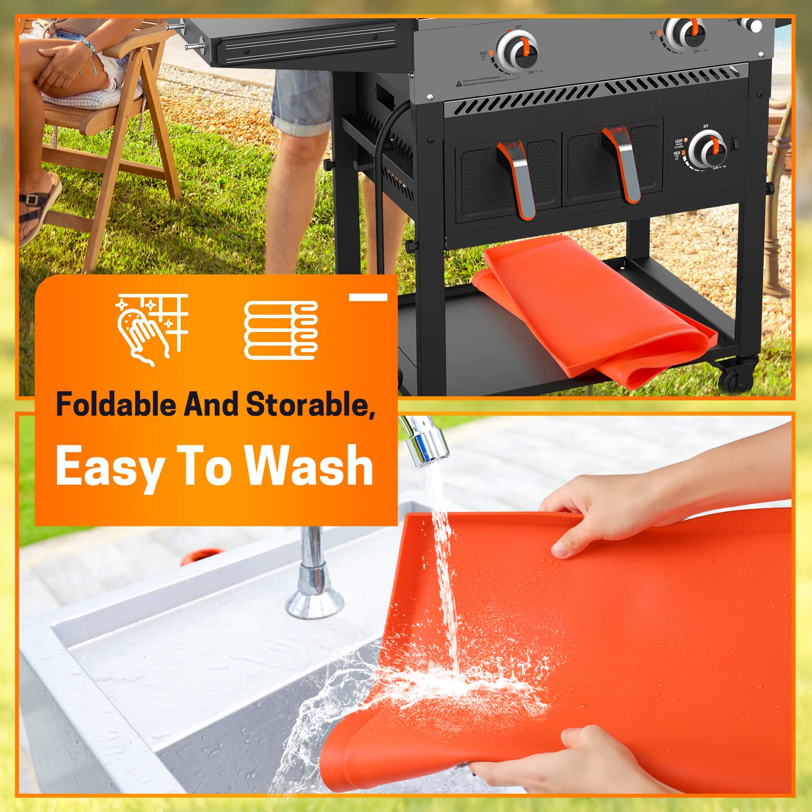 i-FSK Griddle Mat for Blackstone 22", Silicone Griddle Cover Compatible with Blackstone, Blackstone Griddle Accessories, Heavy Duty Grill Cover for All Season Cooking Protective