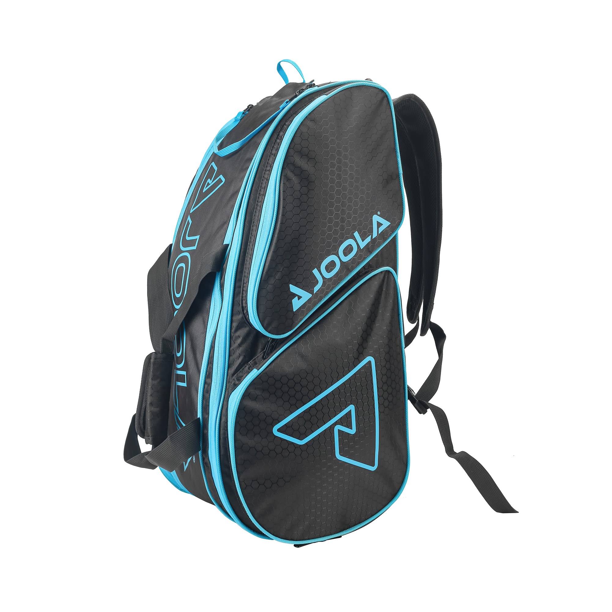 JOOLA Tour Elite Pickleball Bag ā Backpack & Duffle Bag for Paddles & Pickleball Accessories ā Thermal Insulated Pockets Hold 4+ Paddles - Includes Fence Hook Black/Light Blue