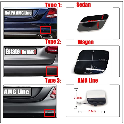 Trimla Rear Tow Cover Fit for Mercedes-Benz C-Class W205 C180 C200 C220 C250 C260 C280 C300 C320 C350 2014 2015 2016 2017 2018 2019 2020 Bumper Hook Eye Cap 2058850224 (Black)