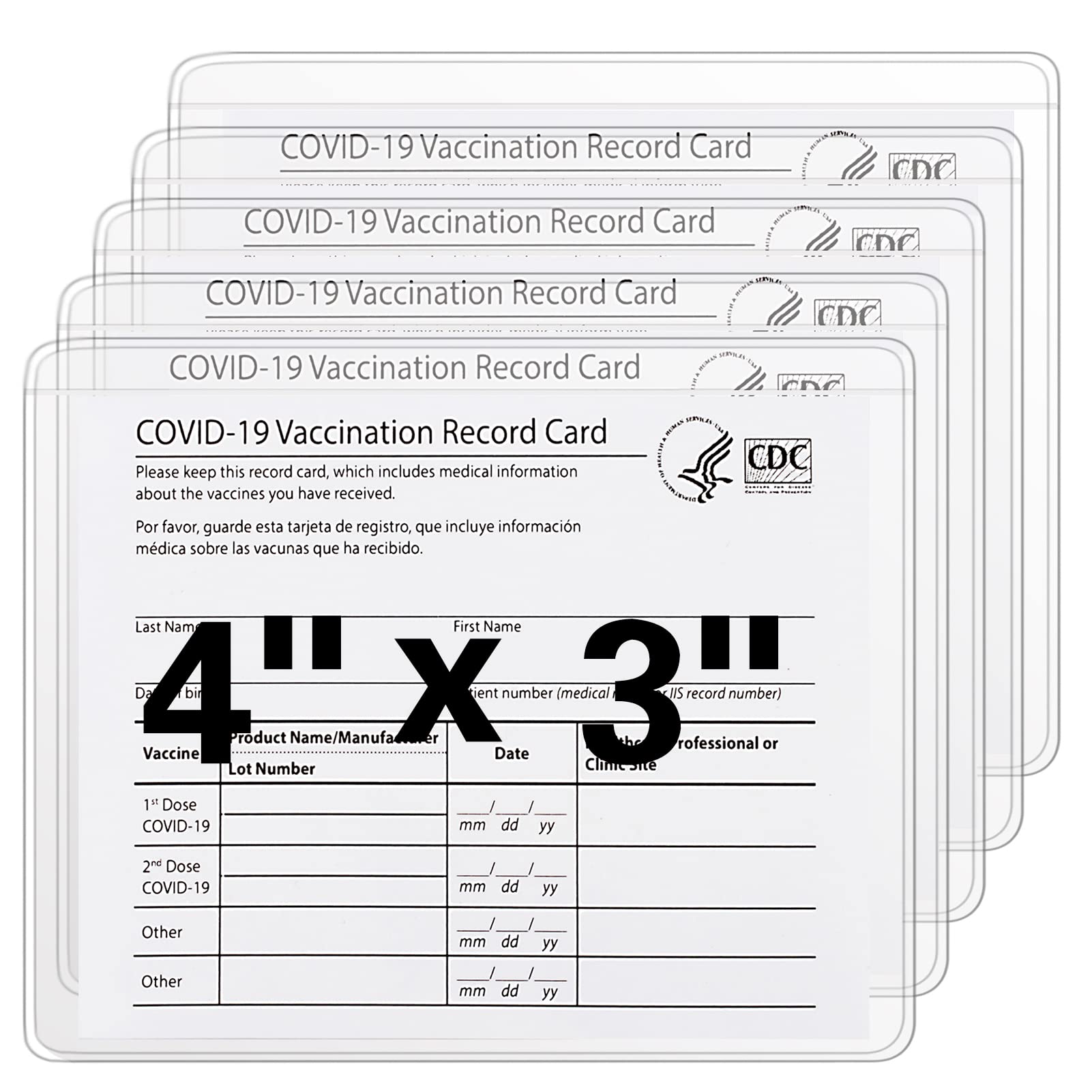 Mljsh Vaccine Card Holder Scratchproof, 5-Pack Vaccine Card Protector 4×3 inches, CDC Vaccination Card Protectors,Clear Plastic Immunization Record Card Sleeves,Smaller Vax Vaccinate Card Cover Case