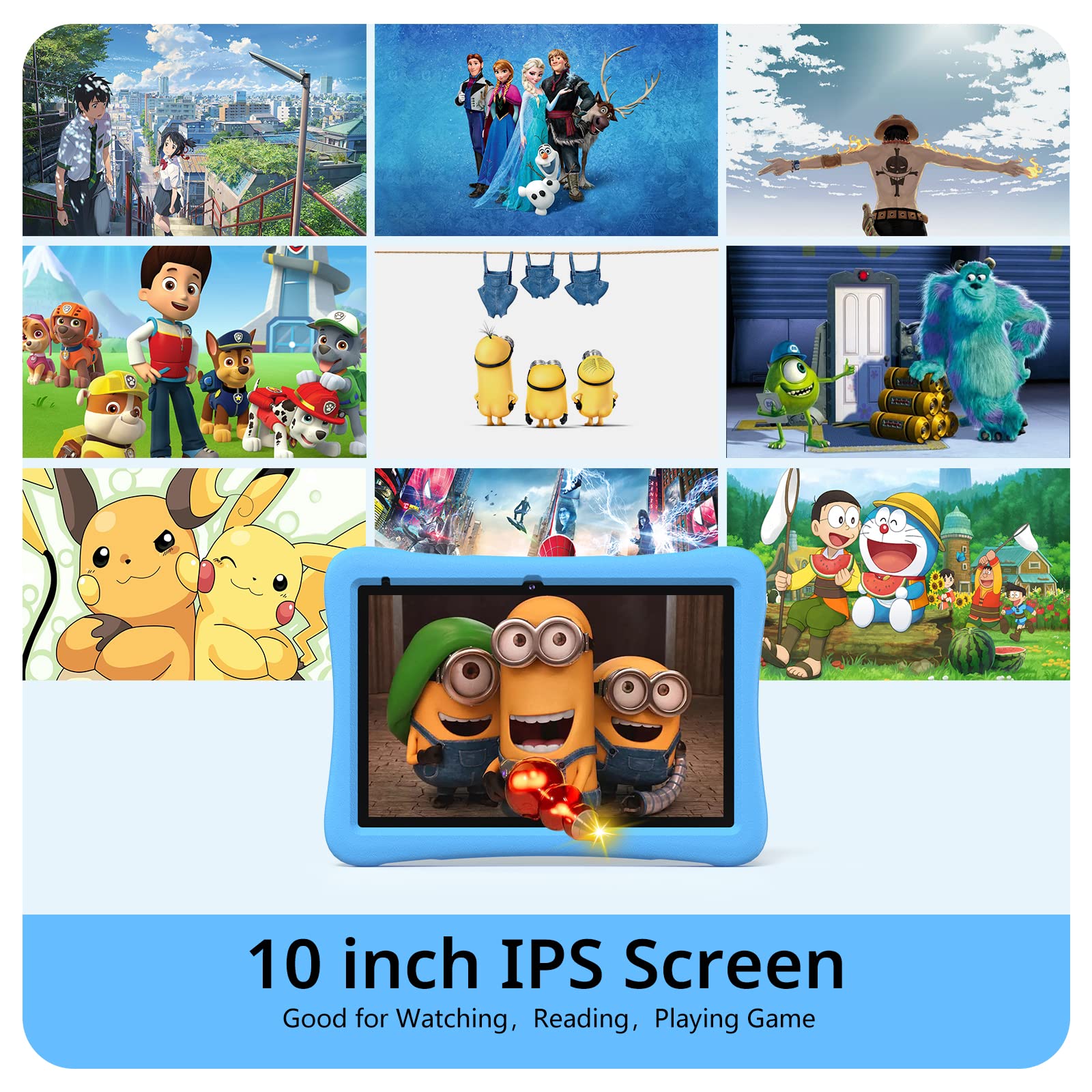 Kids Tablet, 10 inch Toddler Tablet, Google Kids Space, Teacher Approved apps with Parent Control, Eye Protection Mode, EVA Shockproof Case and Tablet Sleeve Bag Bundle, PlimPad Kids10 (Blue Set)