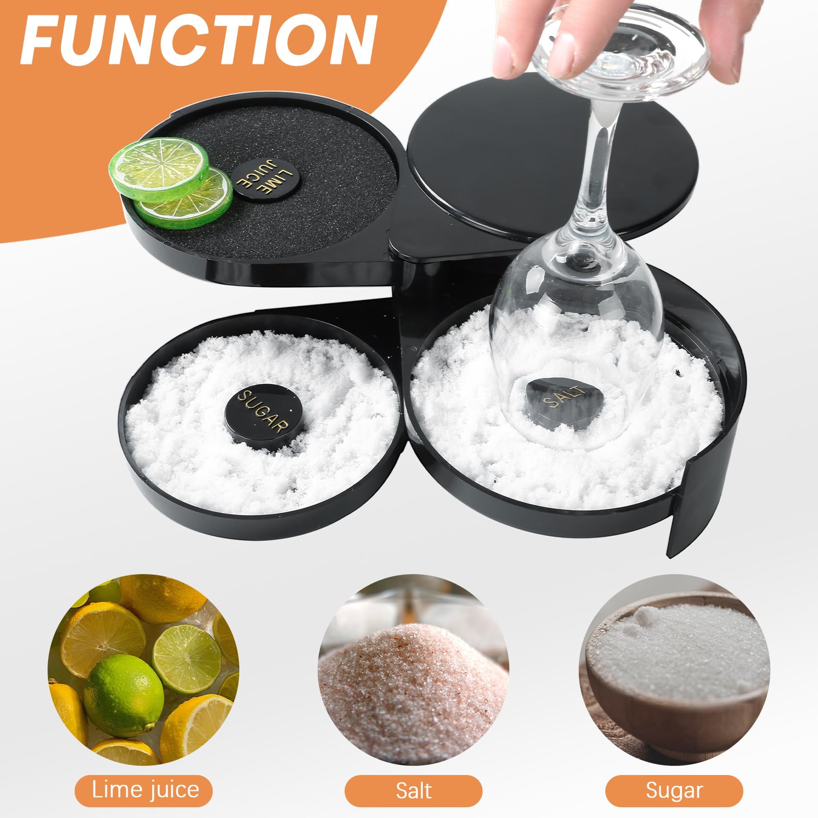 NATGAI Bartender Tool Cocktail Margarita Glass Rimmer 3 Tier Sugar Salt Rim Lime