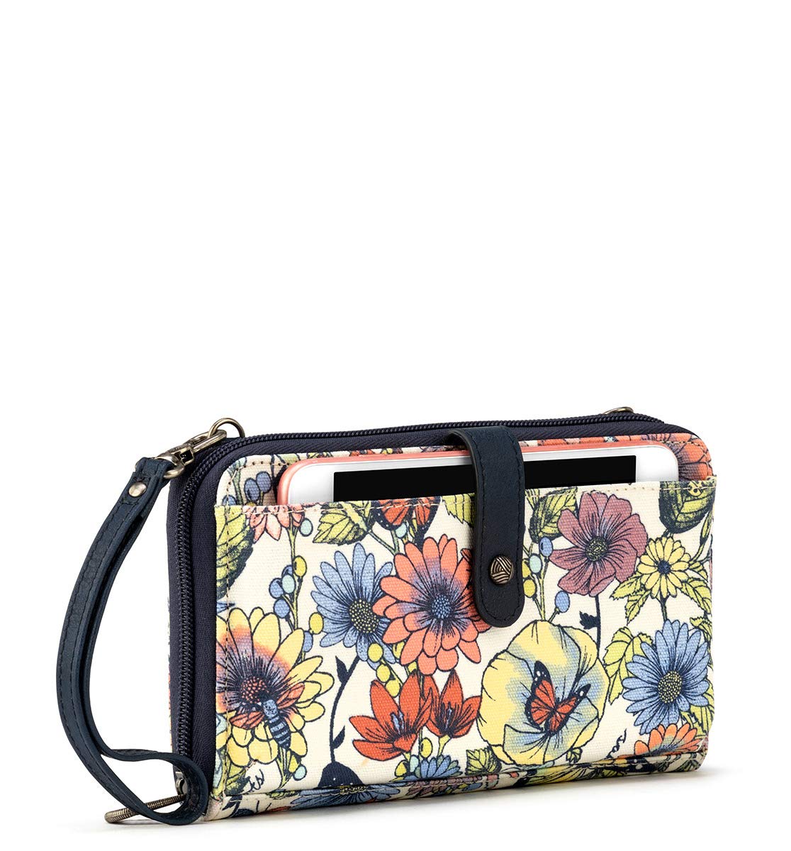 Large Smartphone Crossbody Bag in Coated Canvas, Convertible Purse with Detachable Wristlet Strap, Includes Phone & Wallet Pockets