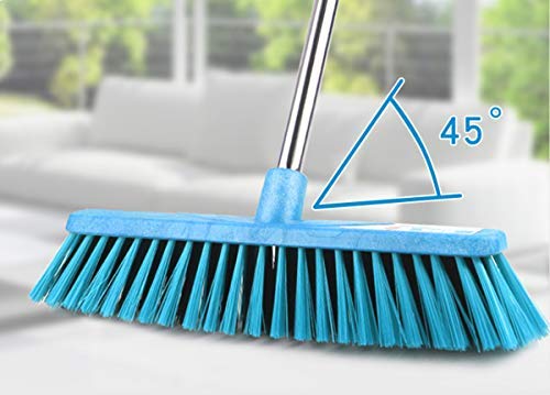 KMAKII Long Handle Push Broom 18 Inches Floor Scrub Brush Head 50 Inches Adjustable Stainless Steel Handle Outdoor Broom for Yard,Garden,Garage and Deck.