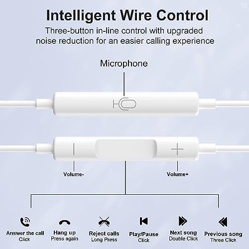 WASABI MANGO 2 Pack-Earbuds Headphones with Lightning Connector [MFi Certified] Built-in Microphone & Volume Control, Noise Isolating Wired Earphones for 14/13/12/11/XR/XS/X/8/7 Support All iOS