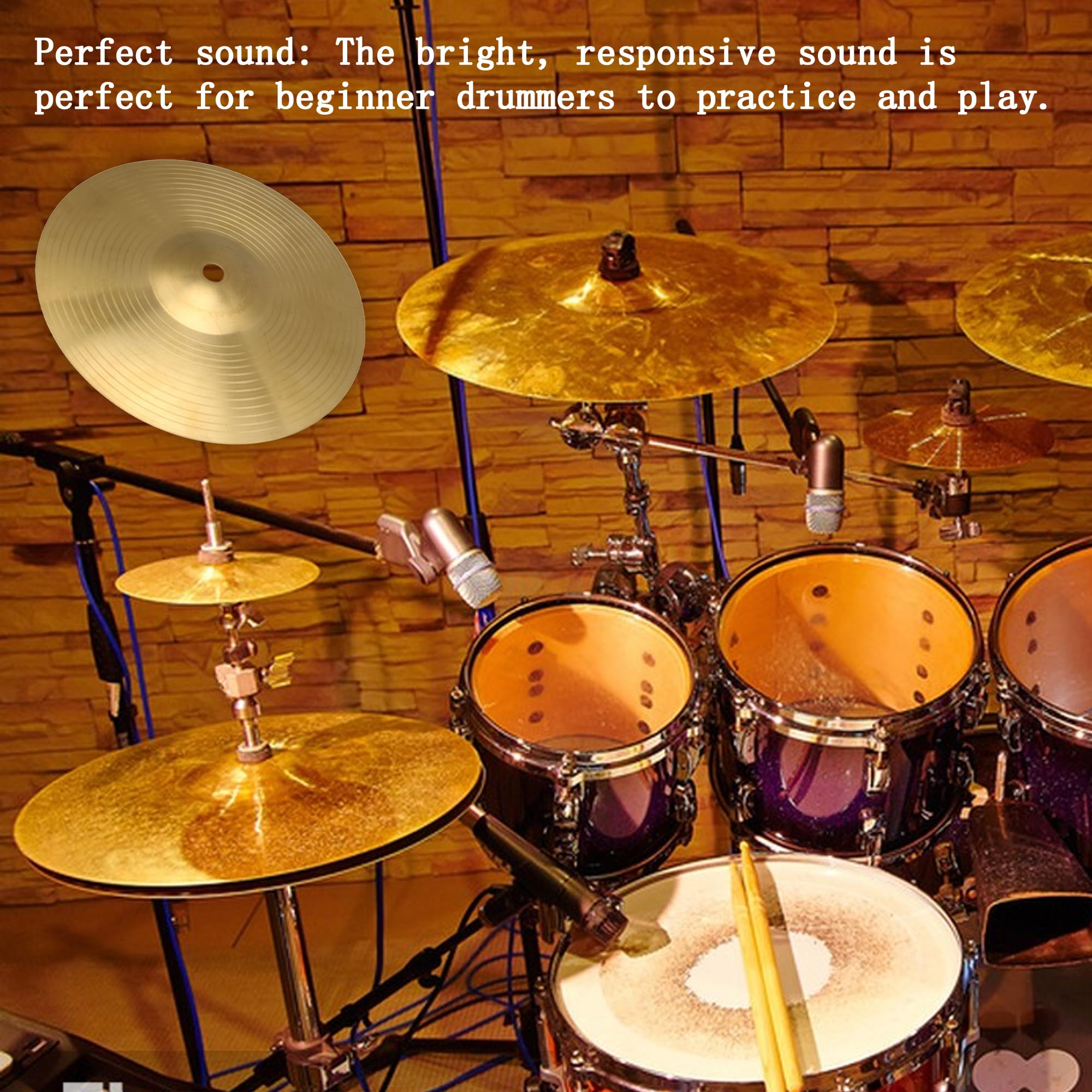 Lovermusic Golden Diameter 8 Inch Drum Cymbal Brass Alloy Crash Percussion Accessories for Drum Kit Suitable for Novices (Small)
