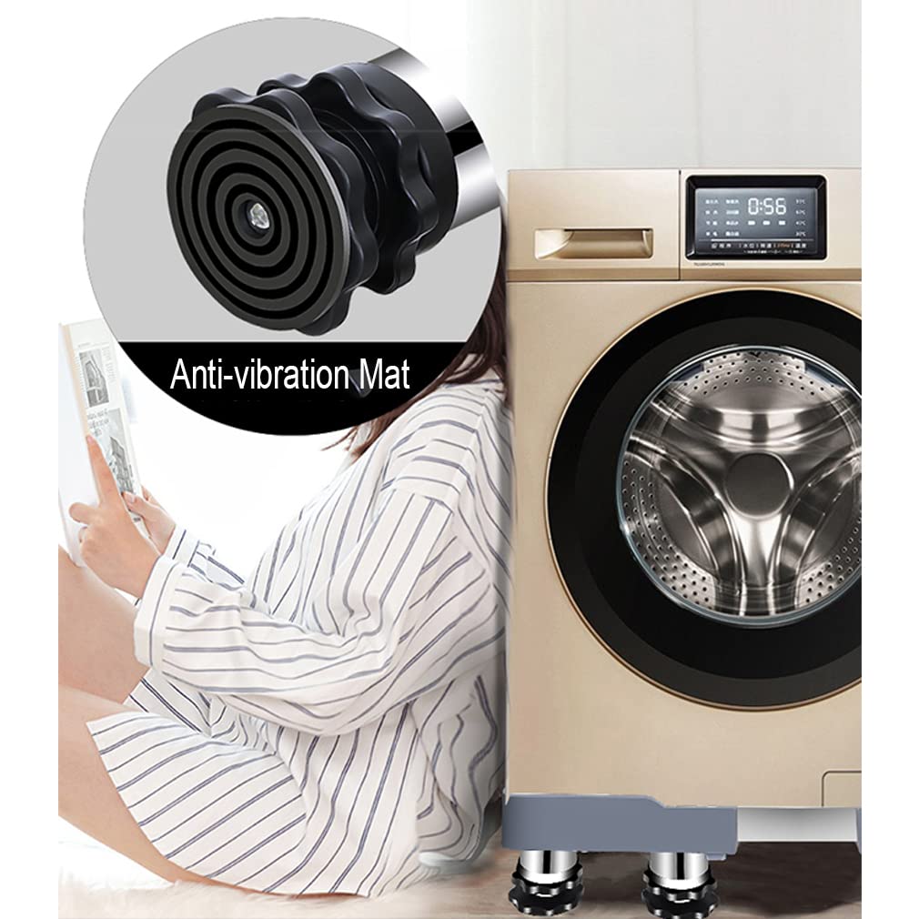 Machine Stand Adjustable Appliance Stand Refrigerator Pedestal Stand Length/Width 17"-25" Wine Cooler Stand Pedestal for Dishwasher Heavy Furniture, Anti-rust, White (Legs:10",4Legs)