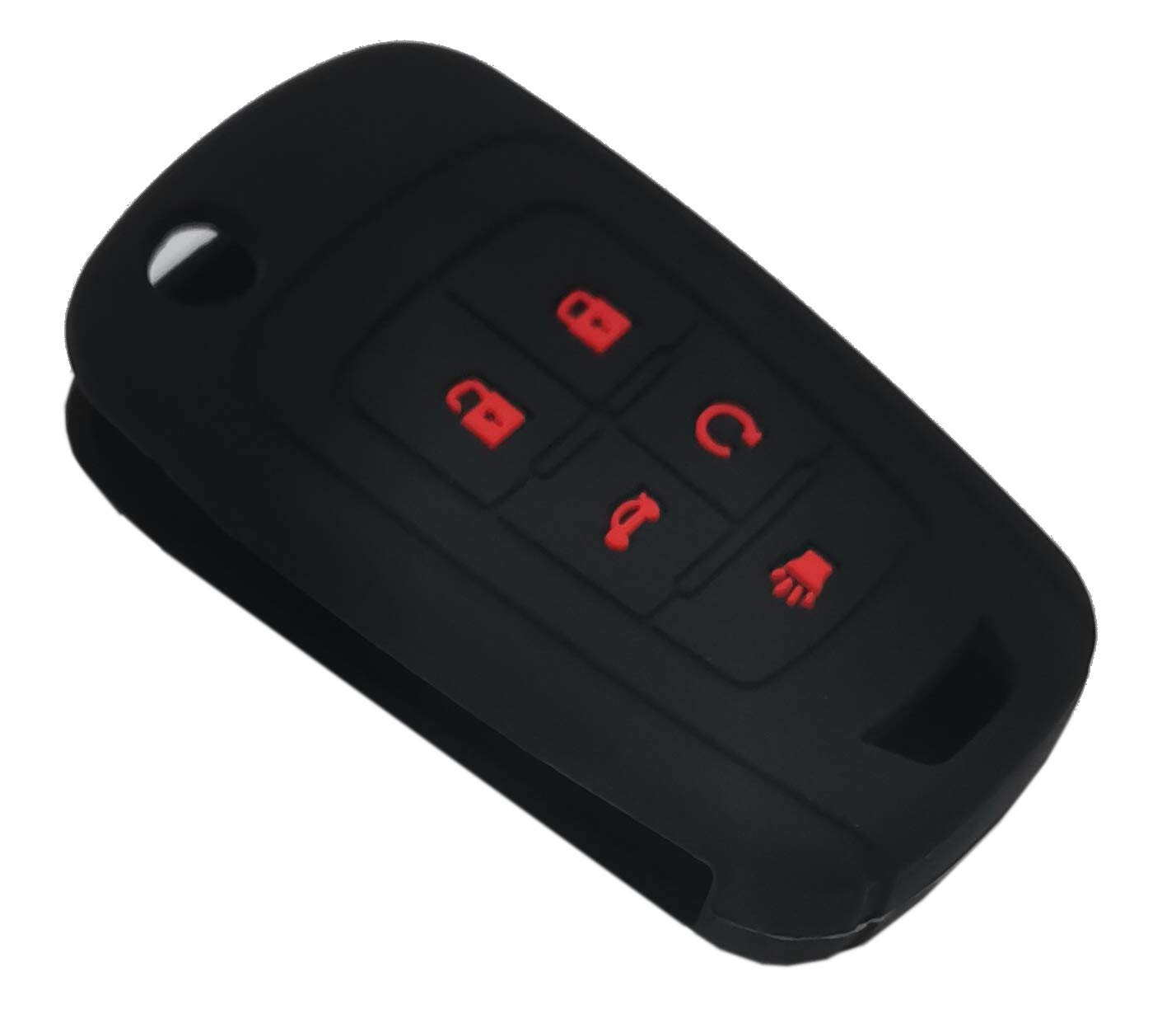 Keyless Entry Remote Key Fob Skin Cover Protective Silicone Rubber key Jacket Protector for Chevrolet Camaro Cruze Volt Equinox Spark Malibu Sonic (1 Black with Red + 1 Red)