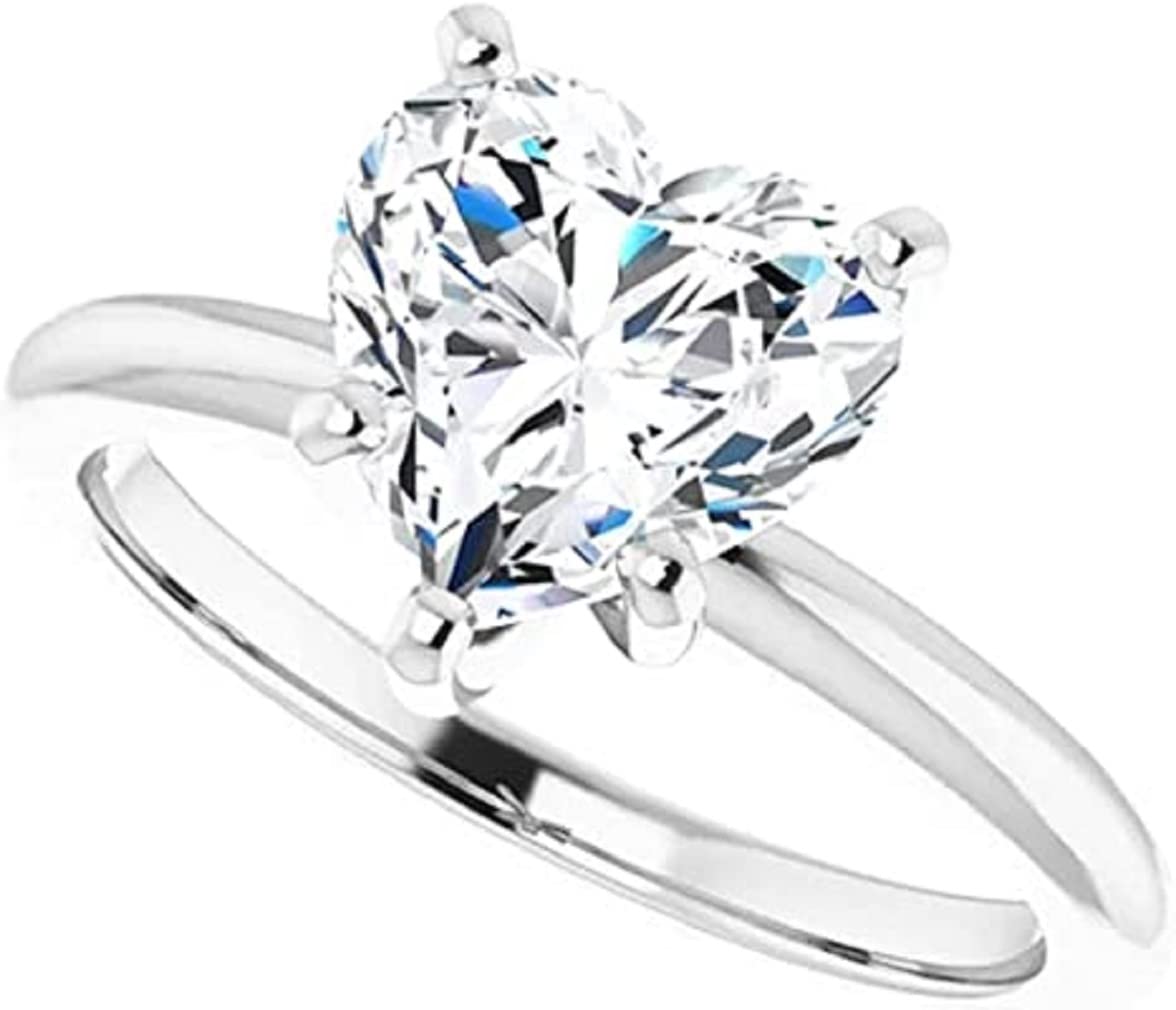 Moissanite World Minimalist Heart Diamond Engagement Ring, Heart Cut 2.00CT, Colorless Moissanite, 925 Sterling Silver, Solitaire Engagement Ring, Wedding Ring, Perfact for Gift (8)