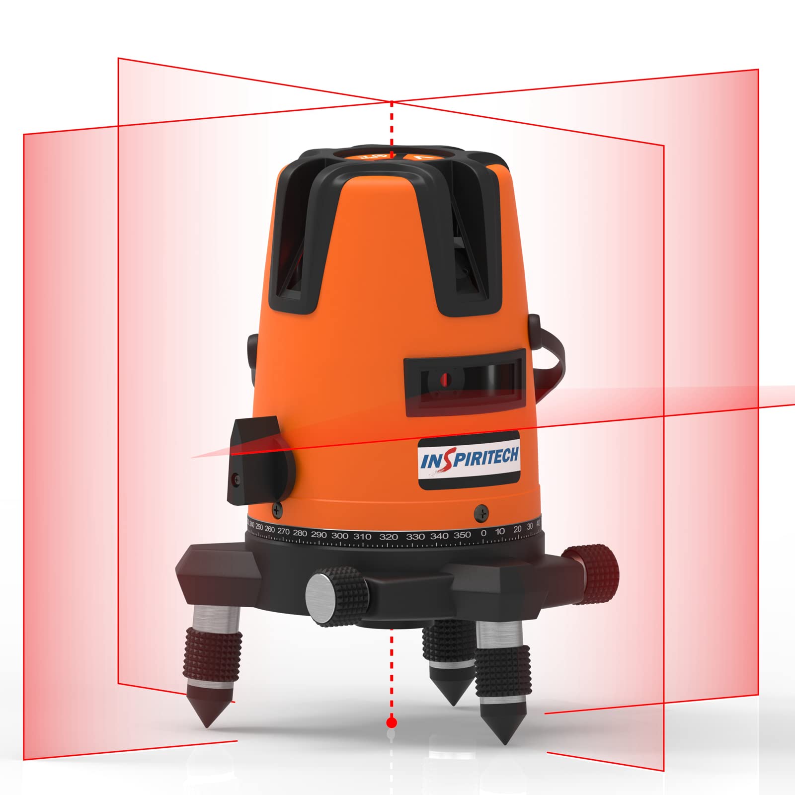 Inspiritech Laser Level Self Leveling-Red Beam Cross Line Laser Leveler Tool-1 Horizontal and 4 Vertical Leveling Laser Lines-Self Leveling Laser Level for Construction/Picture Hanging
