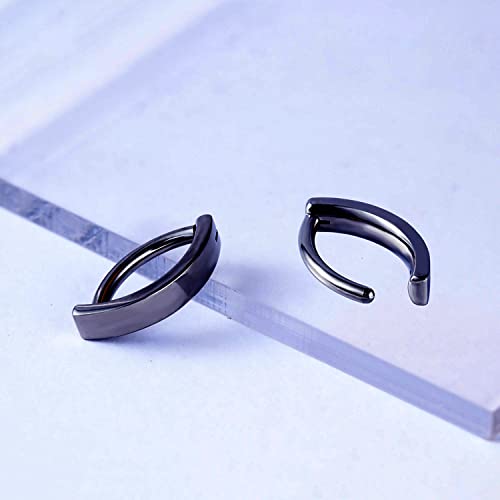 NORLSO 2 Pcs Black Clicker Belly Button Ring Barbell for Women Girls Buckle Buckle Belly Ring Body Piercing Simple Small Navel Ring (Black, 10-12)