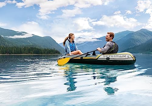 Intex 68347EP Seahawk 2 Inflatable Boat Set: Includes Deluxe 48in Boat Oars and High-Output Pump β SuperStrong PVC β Fishing Rod Holders β 2-Person β 520lb Weight Capacity