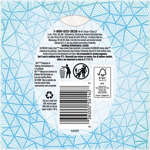 Kleenex Cooling Lotion Facial Tissues With Coconut Oil & Aloe, 1 Cube Box, 45 Total Tissues