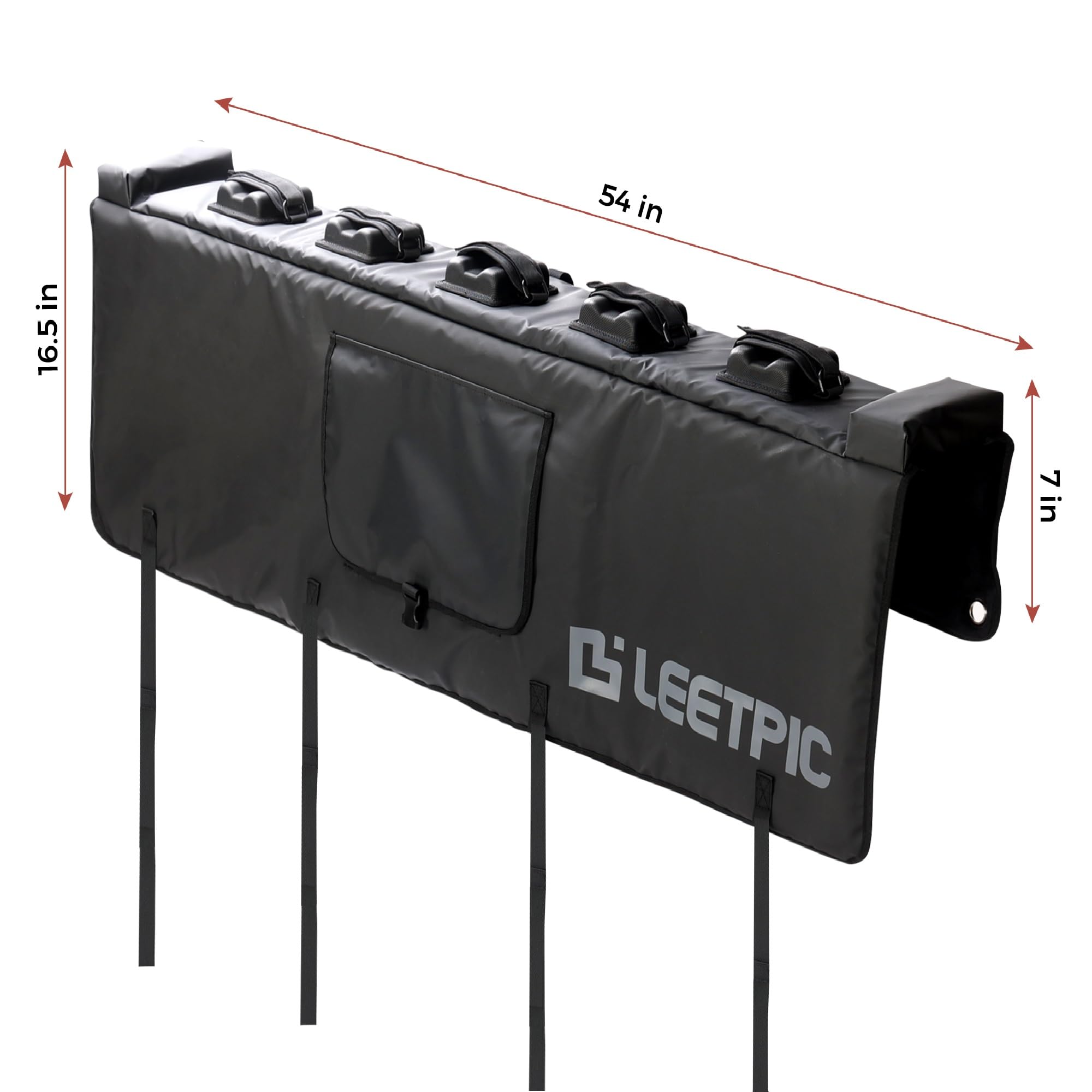 LEETPIC Heavy Duty Outdoors Tailgate Pad for Mountain Bike, Tailgate Protection Pad with Tool Pockets for Medium Size Pickup Trucks Carry up to 5 Bikes