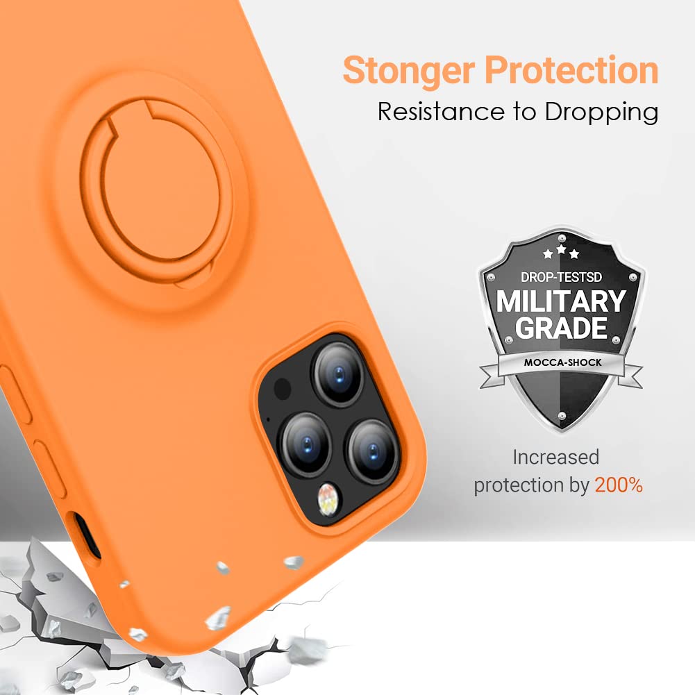 MOCCA Compatible with iPhone 12 Case, iPhone 12 Pro Case 6.1inch with Ring Kickstand |Super Soft Microfiber Lining|Anti-Scratch Full-Body Shockproof Protective Case for iPhone 12/12 Pro - Stone