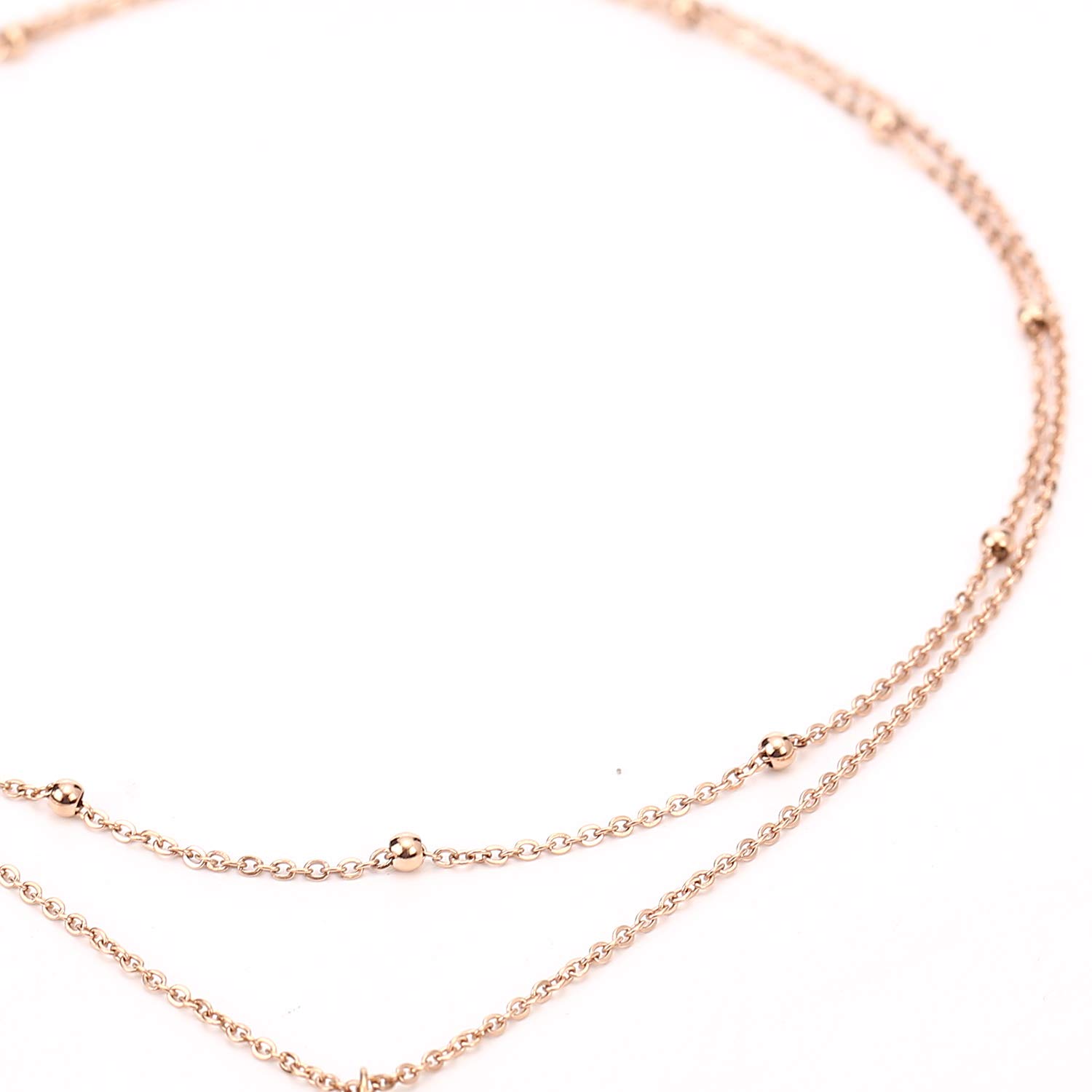 Legitta Disc Coin Charm Pendant Collar Necklace Layering Titanium Chain Layered Choker Rose Gold for Women