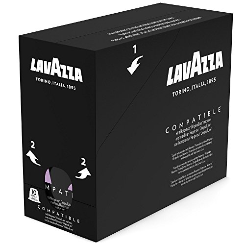 Lavazza Premium Coffee Corp Nespresso OriginalLine Compatible Capsules Avvolgente Espresso Lungo, Dark Roast Coffee, 10 ct