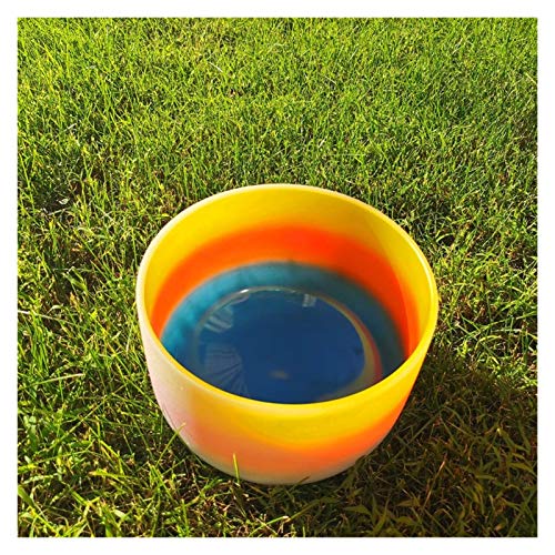 SJYDQ 8 Inch Note E Rainbow Color Frosted Quartz Crystal Singing Bowl for Sound Healing (Size : 432hz)