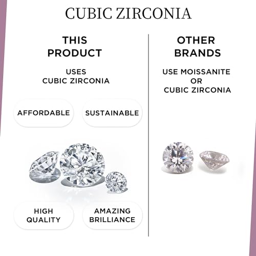 Jewelili 10K White Gold Solitaire Pendant Necklace Set with Round Cut Cubic Zirconia, 18" Rope Chain