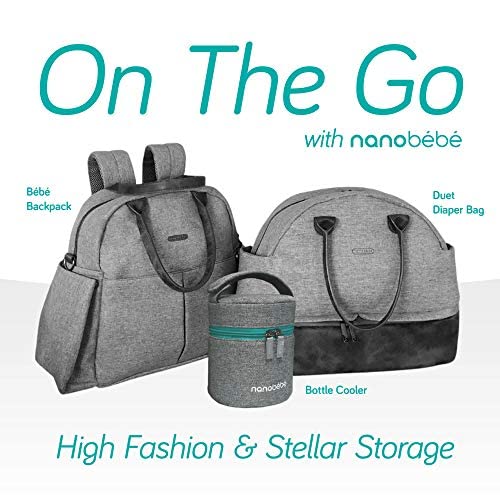 NANOBÉBÉ nanobebe Breastmilk Baby Bottle Cooler & Travel Bag with Ice Pack Included. Compact Triple Insulated, Easily attaches to Stroller or Diaper Bag- Grey