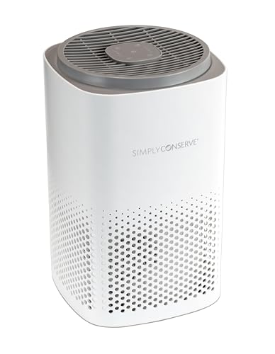 Simply Conserve Energy Star Tabletop Air Purifier for Home Cleans 6,960 ft3 per hour, True HEPA - 13 Filter, in White with Energy Saving Controls