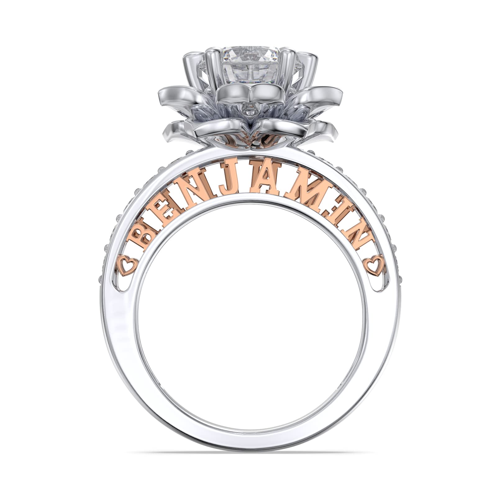 Moissanite Engagement Rings for Women, Personalized Names Ring Three Stone Moissanite Ring D Color Wedding Proposal Promise Ring for Her (Color 1)