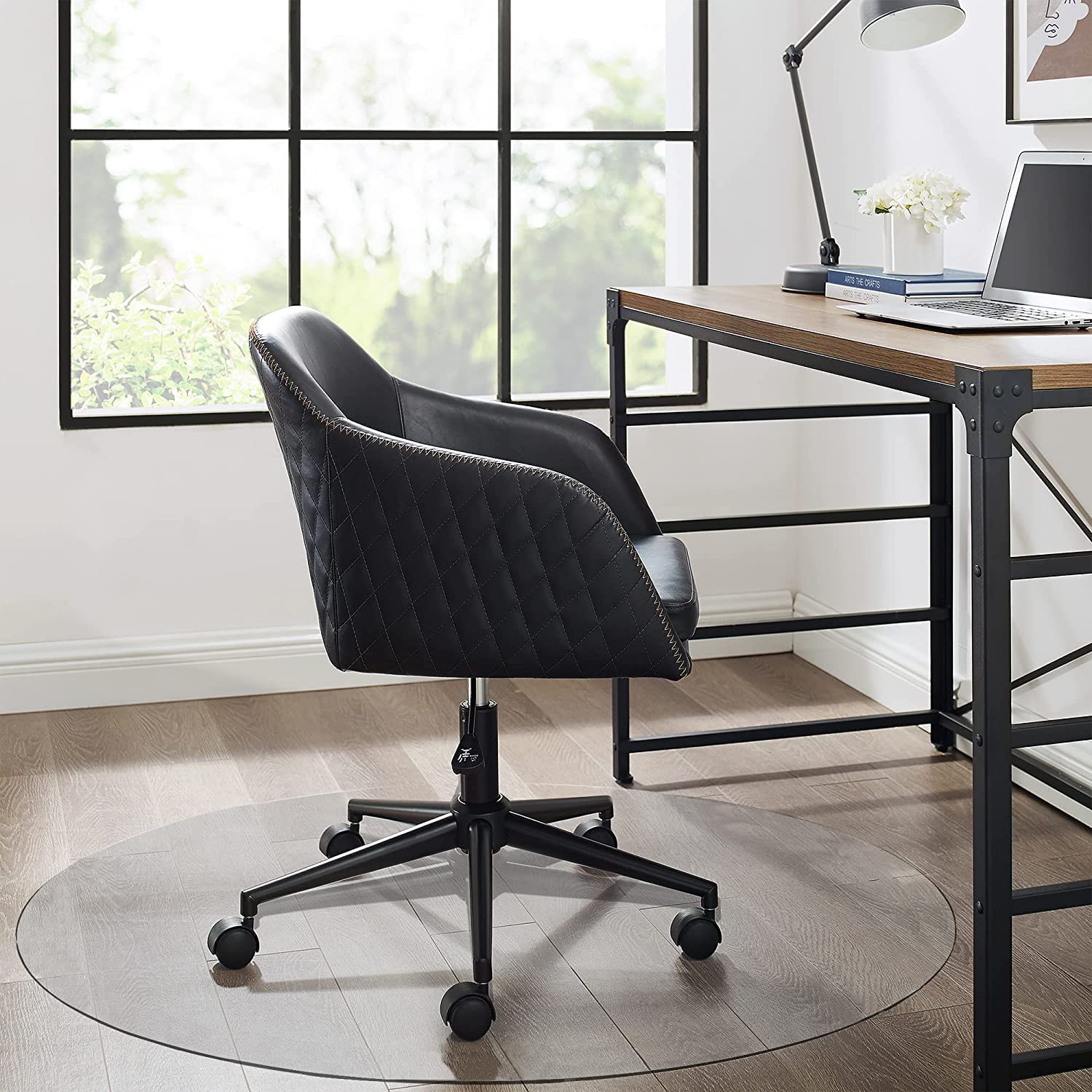 KIAYACI Glass Chair Mat for Carpet or Hard Floor Tempered Glass Glass Table Top Table Mat 36" Round x 1/4" Thick,Clear
